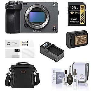 Sony FX3 Full-Frame Cinema Line Camera Bundle with 128GB V90 SD Card, Bag, Battery, Charger, Screen Protector, Cleaning Kit