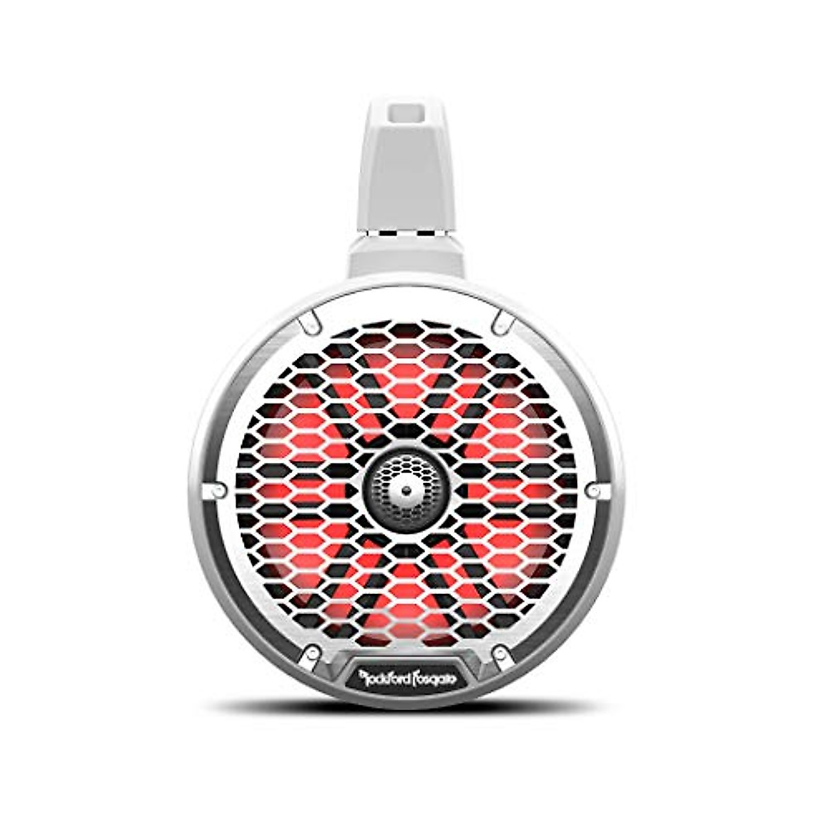 Rockford Fosgate M2WL-8 Color Optix Multicolor LED Lighted 8" 2-Way Marine Wake Tower Cans & Speakers 250 Watts RMS / 1000 Watts Peak with Stainless & Sport Grilles, Mounting Hardware - White (Pair)