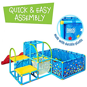 Eezy Peezy Active Play 3 in 1 Jungle Gym PlaySet – Includes Slide, Ball Pit, & Toss Target with 50 Colorful Balls