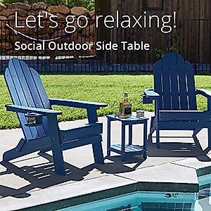 LUE BONA Adirondack Outdoor Side Table, Navy Blue Poly Outdoor Patio End Table Weather Resistant, Pool Composite Plastic Morden Side Table for Patio, Pool, Porch, Garden, Lawn