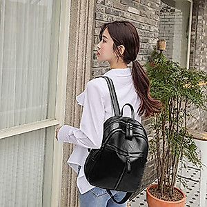 Fashion Women PU Leather Solid Color Shoulder Bag Backpack Casual Travel Ladies Large Capacity Handbags Student Schoolbags