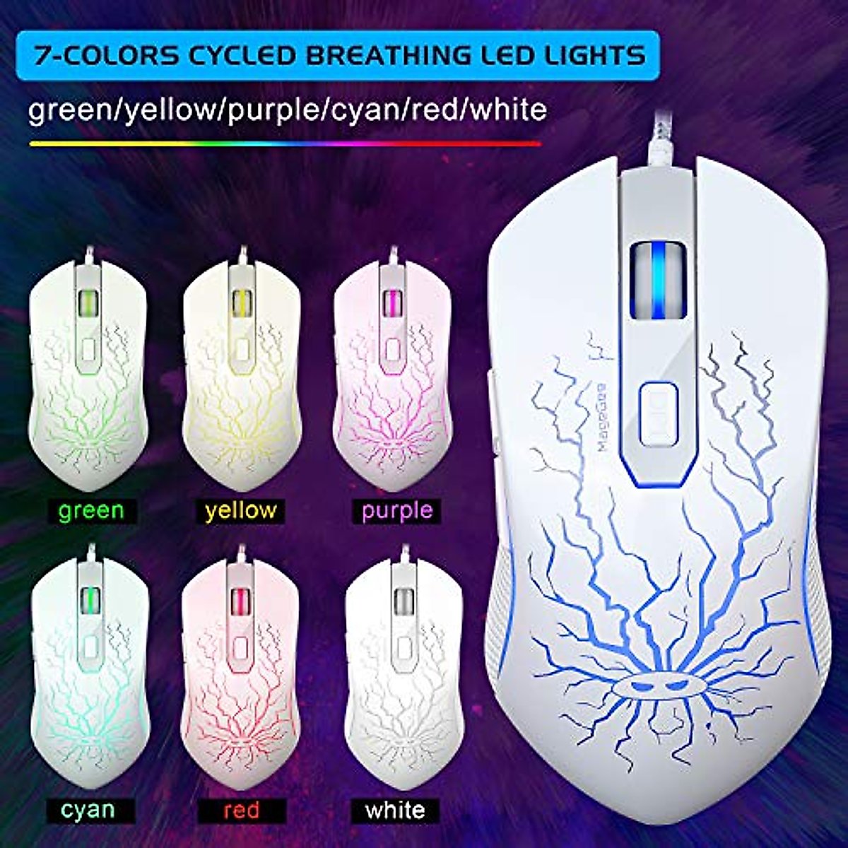 Gaming Keyboard and Mouse Combo, K1 RGB LED Backlit Keyboard with 104 Key Computer PC Gaming Keyboard for PC/Laptop(White)