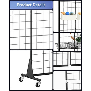 Blasinc Gridwall Panel Display Stand 2' x 5.5' Ft Heavy Movable Floorstanding Detachable Girdwall for Easy Transport, Standing Grid Towe Display Rack for Retail and Craft FairGrid Wall Panels