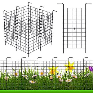 16 Pack Decorative Garden Fence Outdoor 24in x 11ft Coated Metal RustProof Landscape Wrought Iron Wire Border Folding Patio Fences Flower Bed Fencing Barrier Section Panels Decor Picket Edging