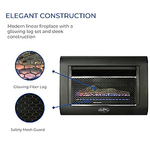 Duluth Forge Ventless Linear Wall Gas Fireplace - 26,000 BTU, T-STAT, Model DF300L