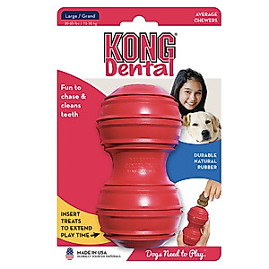 KONG Dental Dog Toy - for Dog Dental Care - Stuffable Chew Toy - Provides Chewing Outlet & Satisfies Instinctual Needs - Cleans Teeth & Gums - Made with Durable Natural Rubber - for Large Dogs