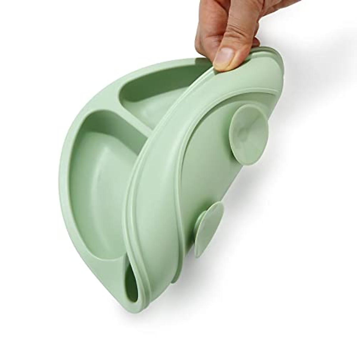 PandaEar Divided Unbreakable Silicone Baby and Toddler Plates - 3 Pack - Non-Slip - Dishwasher and Microwave Safe - Silicone (Blue Green Brown)