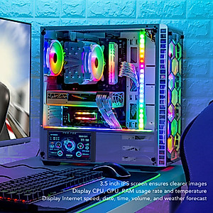 3.5 Inch PC Sensor Panel Display,Computer Temp Monitor, Mini Screen Temperature Display PC CPU Data Monitor for PC CPU RAM Data, 360 Degree Rotation Sub Screen for Computer Case, Computer Temp Mo