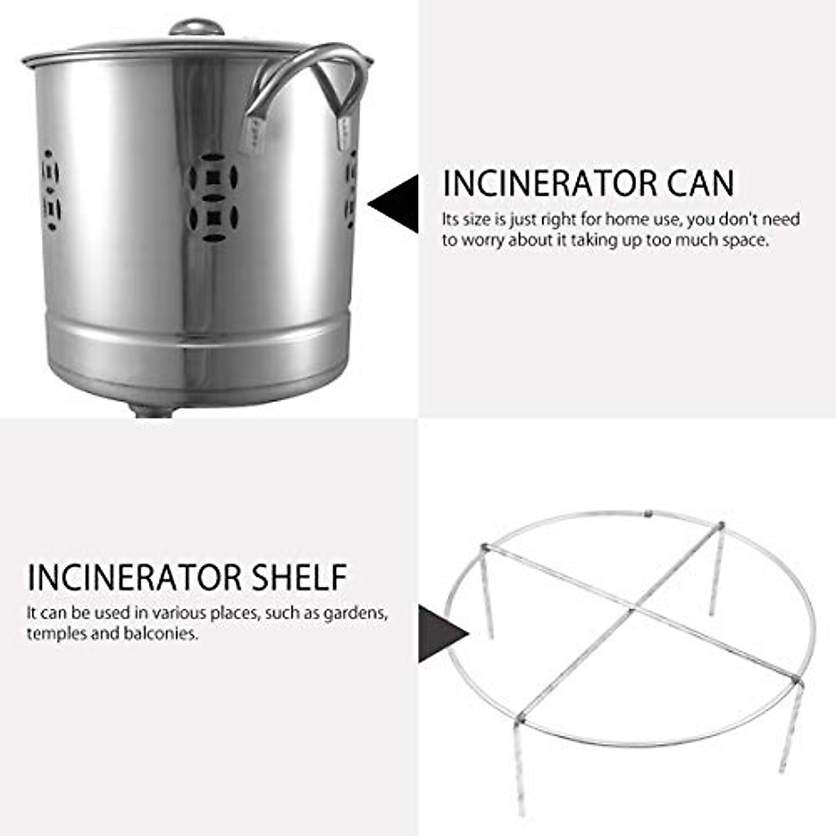 Happyyami 2Pcs Stainless Steel Burn Barrel Incinerator Cage Fire Pit Metal Garden Fire Cage Yard Debris Burn Incinerator Bin for Garden Paper Leaf Trash Wood Backyard Bonfire Silver 30cm