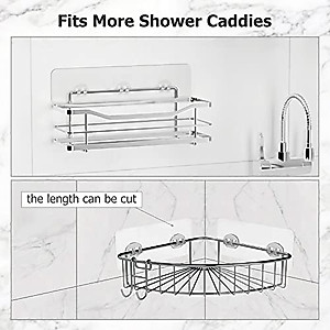 Comsmart Shower Caddy Adhesive Replacement, No Drilling Strong Stick 2 PCS Transparent Rectangle Shower Shelf Adhesive for Shower Caddy, Soap Holder, Bathroom Storage Shelves and Kitchen Racks