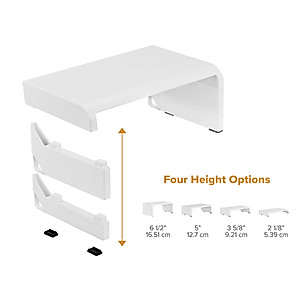 Bostitch Office Konnect Adjustable Monitor Stand Riser, 4 Height Adjustments, Built-In Cable Management, Rubber Feet - White