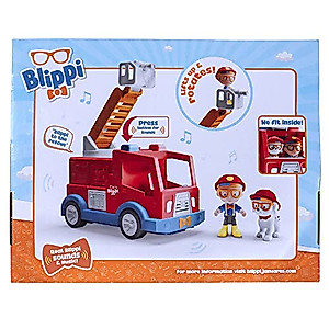 Blippi Fire Truck - Fun Vehicles with Freewheeling Features Including 3 Firefighter and Fire Dog, Sounds and Phrases - Educational Vehicles for Toddlers and Young Kids