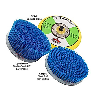 Detail Direct Carpet and Upholstery Brush Kit with 5" Backing Plate for Dual Action Polishers, Hook and Loop (3 Piece Set)