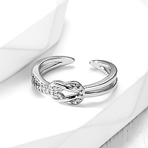 To My Daughter Ring the Love Between Mother and Daughter is Forever Ring My Best Friend Square Knot Rings Adjustable CZ Diamond Ring with Message Card Gifts Jewelry for Women