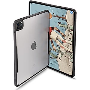 TineeOwl iPad Pro 11 inch Case 2022, 2021, 2020 & 2018 (4th, 3rd, 2nd & 1st Generation) Ultra Thin Matte Clear, Supports Apple Pencil Wireless Charging, Absorbs Shock (Black/Matte Back)