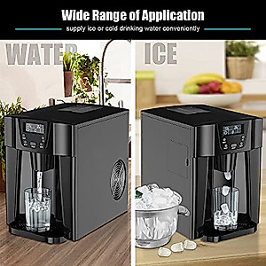 MAT Expert 2 in 1 Ice Maker with Water Dispenser, Countertop Ice Cube Maker with LED Display, 9 Cubes Ready in 6-12 Min, 36lbs/24H, 2L Water Tank Perfect for Home/Office/Bar/RV (Black)