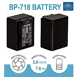 BM Premium BP-718 Battery and Charger for Canon Vixia HFR80, HFR82, HFR800, HFM50, HFM52, HFM500, HFR30, HFR32, HFR300, HFR40, HFR42, HFR400, HFR50, HFR52, HFR500, HFR60, HFR62, HFR600, HFR70, HFR72, HFR700