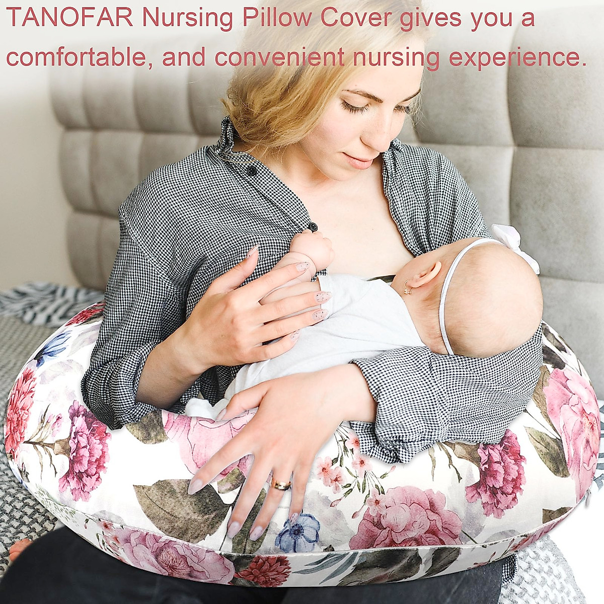 TANOFAR 2 Pack Nursing Pillow Cover Slipcover for Breastfeeding Pillows, Soft and Stretchy