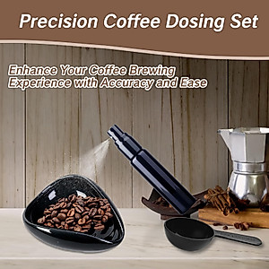 YAFIYGI 3 PCS Coffee Dosing Cup and Spray Bottle with a Spoon Kit Espresso Barista Accessories Ceramic Dosing Tray for Ground Coffee or Tea Mister Spray Bottle Reducing Static Barista Tool Set