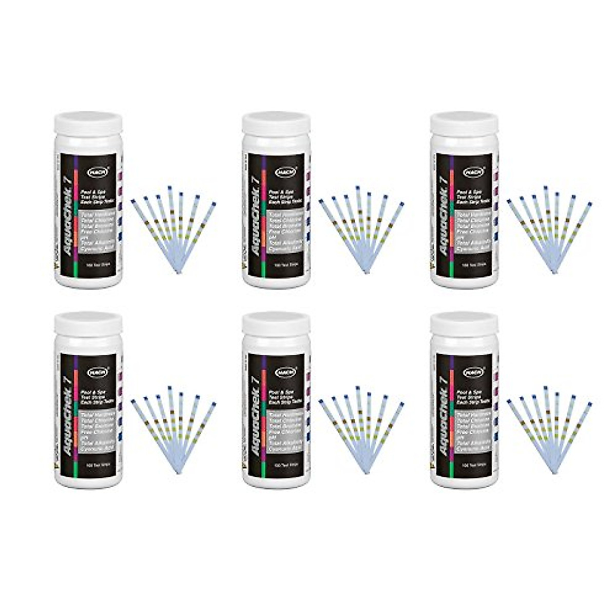 AquaChek 600 551236 7 in 1 Silver Swimming Pool/Spa Chlorine/pH Test Strips
