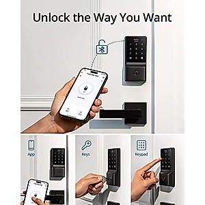 eufy Security Smart Lock C210, 5-in-1 Keyless Entry Door Lock, Built-in WiFi Deadbolt, Smart Door Lock, No Bridge Required, Easy Installation, Touchscreen Keypad, App Remote Control, BHMA Cert