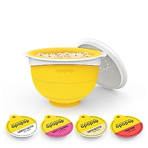 Opopop Microwave Popcorn - Variety 4-Pack Gourmet Popcorn Kit, Collapsible Silicone Popcorn Popper, Popcorn Maker, Gluten Free Snack-Sized Serving, BPA-Free and Dishwasher Safe