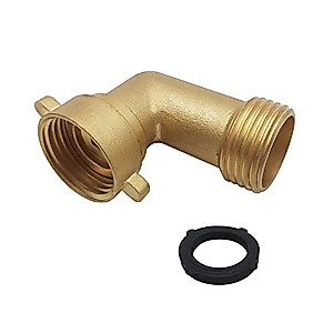 LYFJXX Garden Hose Connector, 90 Degree Elbow Adapter Hose Quick Connect Fittings 3/4 Inch, Solid Brass Pipe Fitting