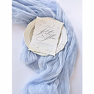 Joanlody Blue Cheesecloth Table Runner 10Ft Rustic Gauze Tablecloth 38x120 Inches Boho Backdrop Drape Fabric for Wedding Party Bridal Shower Decor, Photography Background