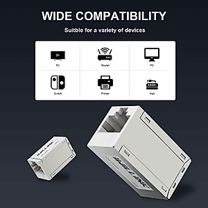 iwillink 5-Pack Shielded Cat6 RJ45 Inline Couplers, Female to Female Ethernet Coupler, RJ45 Coupler for Cat6/Cat5e/Cat5 Ethernet Cables, Ethernet Extender Adapter in Silver