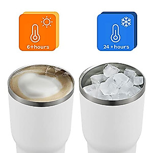 CYETUS 30oz Tumbler with Lid, Stainless Steel Vacuum Insulated Coffee Tumbler Cup, Double Wall Powder Coated Travel Mug, White