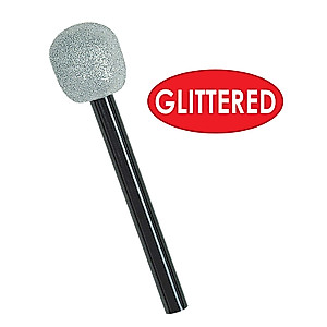 Glittered Microphone (silver & black) Party Accessory (1 count) (1/Pkg)