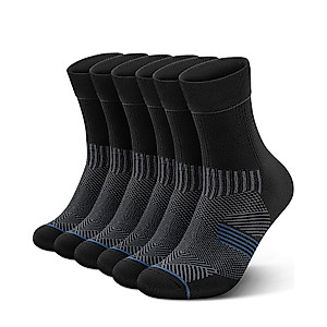 PAPLUS Compression Running Sock for Men and Women 3 Pairs, Cushioned Athletic Crew Socks with Arch Support