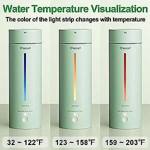 CHACEEF Travel Electric Kettle, 350ml Portable Kettle, Small Electric Kettle with Non-stick Coating, BPA Free, 3 Colors LED Water Boiler with Keep Warm Function, Fast Boil and Auto Shut Off Water Kettle, Green