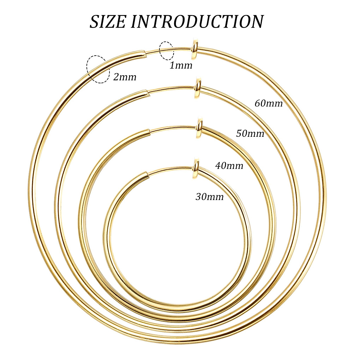 LOYALLOOK 4 Pairs Stainless Steel Clip On Hoop Earrings for Women Fake Hoop Earrings Spring Hoop Earrings For Non-Pierced Ears