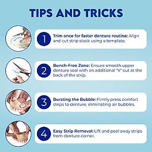 Secure Comfort Strips Waterproof Denture Adhesive - Zinc Free - Extra Firm Hold For Lower Dentures - 15 Strips