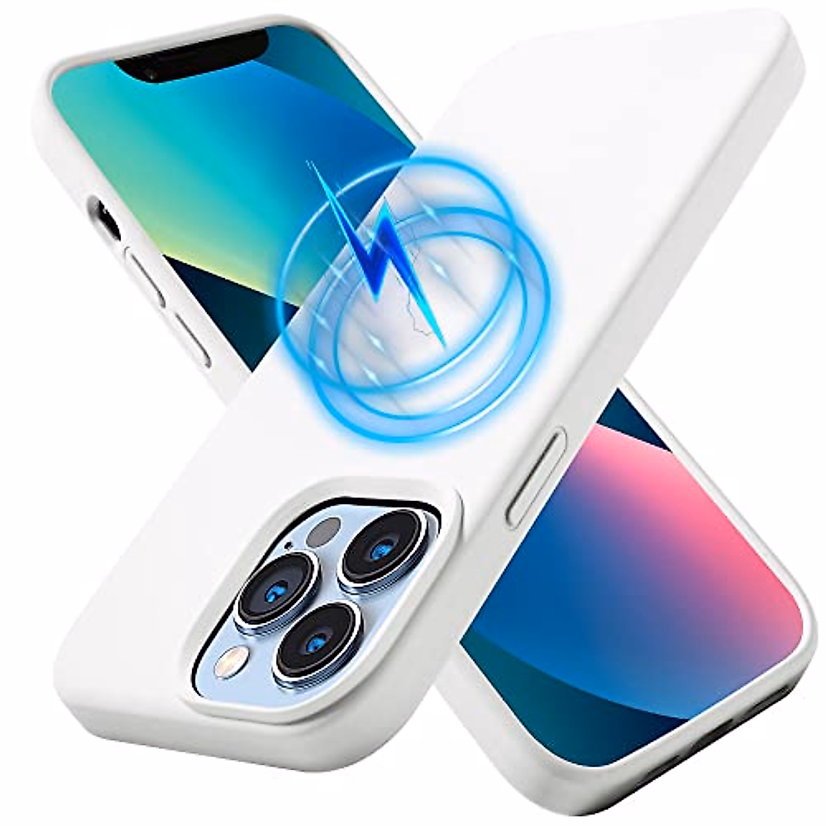 Kimguard Silicone Magnetic Case for iPhone 13 Pro Max Magsafe Case Silicone Phone Case with Microfiber Lining for iPhone 13 Pro Max 6.7 inch 2021,White