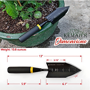 Kemaier Heavy-Duty Trowel Garden Tool, Stainless Steel Serrated Hand Shovel for Effortless Digging, Weed Control, and Precise Bulb Planting