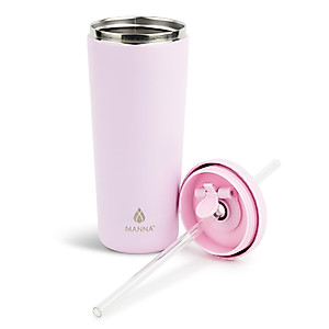 Manna Ranger Double-wall Insulated Stainless Steel Tumbler with Leak-proof Smart Seal Lid and Reusable Tritan Straw - 24 Oz - Lavender