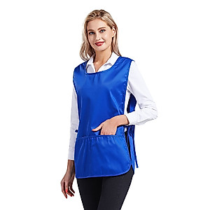 Nanxson Unisex Cobbler Apron with 2 Deep Pockets, 2 Pack Smock with Side Ties for work kitchen CF3137 (blue, One Size)