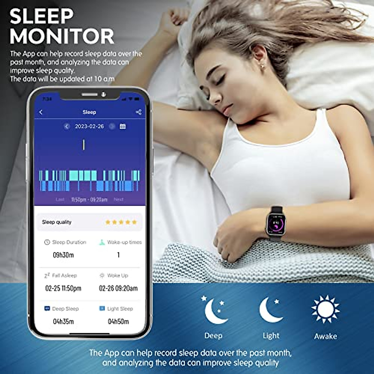 Smart Watch for Men Women,Blood Glucose Smartwatch with Blood Pressure Heart Rate Monitor 1.88" Touch Screen Bluetooth Watch (Make/Answer Call),IP67 Waterproof Smart Watch for Android iOS Phones Black