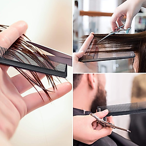 3 Pack Black Carbon Barber Fiber Cutting Comb,Fine Tooth Hair Comb,Hairdressing Styling Combs,Heat Resistant Combs,Styling Combs for Salon (Style G)