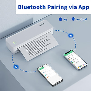 JADENS Portable Printers Wireless for Travel, Support 8.5" X 11" US Letter, Bluetooth Thermal Printer Compatible with iOS, Android & Laptop, Inkless Mobile Printer for Office, Home, School