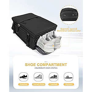 bergsalz Black Travel Backpack Essentials For Women Men Airline Approved Personal Item Travel Bag Carry On Bag Gym Waterproof Backpack Purse College Laptop Bag