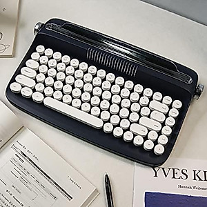 YUNZII ACTTO B303 Wireless Keyboard, Retro Bluetooth Aesthetic Typewriter Style Keyboard with Integrated Stand for Multi-Device (B303, Midnight)