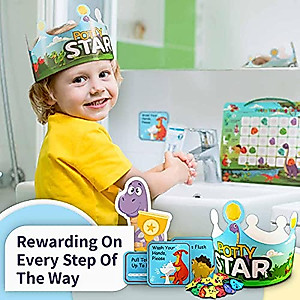 Dinosaur Potty Training Chart & 35 Magnetic Stickers - Potty Chart, Potty Training Sticker Chart, Potty Training Chart for Toddlers Boys, Potty Training Stickers, Potty Chart for Girls with Stickers