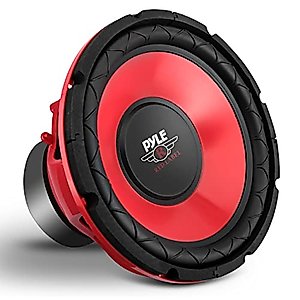 Pyle Car Vehicle Subwoofer Audio Speaker - 10 Inch Red Electro-Plated Cone, Red Plastic Basket, 1.5” Kapton Voice Coil, 4 Ohm Impedance, 600 Watt Power, for Vehicle Stereo Sound System - Pyle PLW10RD