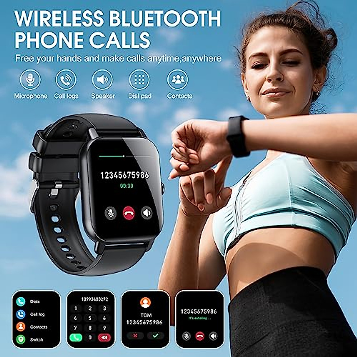 Ddidbi Smart Watch for Men Women(Answer/Make Calls), 1.85" HD Touch Screen Fitness Watch with Sleep Heart Rate Monitor, 112 Sports Modes, IP68 Waterproof Activity Trackers Compatible with Android iOS