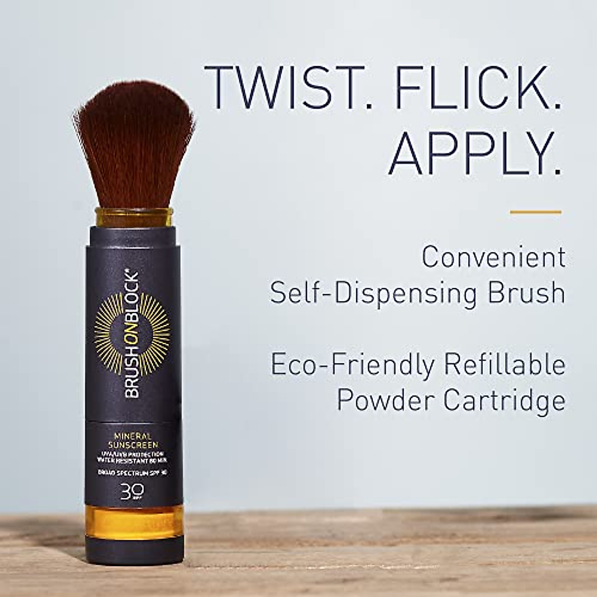Brush On Block Mineral Sunscreen Powder, Refillable Broad-Spectrum SPF 30, Safe for Sensitive Skin, UVA UVB Face Protection, Natural, Reef Friendly (Translucent)