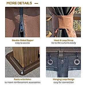 Outsunny 12' x 16' Hardtop Gazebo Canopy with Galvanized Steel Double Roof, Aluminum Frame, Permanent Pavilion Outdoor Gazebo with Netting and Curtains for Patio, Garden, Backyard, Deck, Lawn, Brown