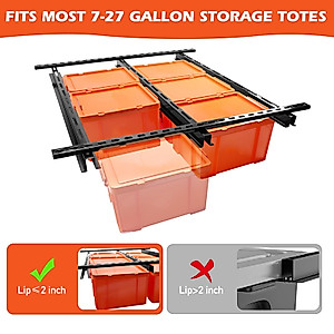 gjkldcvb Overhead Garage Storage Rack, Ceiling Bin Rails Storage, Adjustable Garage Storage System, Bin Organization System, Heavy Duty Metal Rack for Container, Supports Most Storage Bins, 48" x 48"